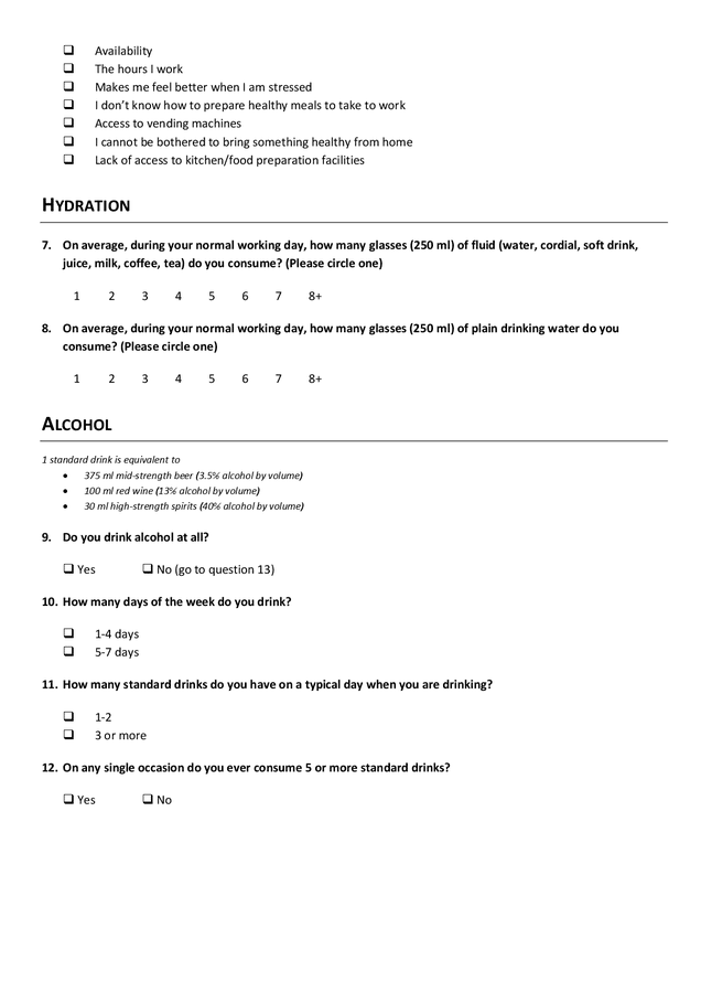 Health and wellbeing survey form in Word and Pdf formats - page 3 of 7