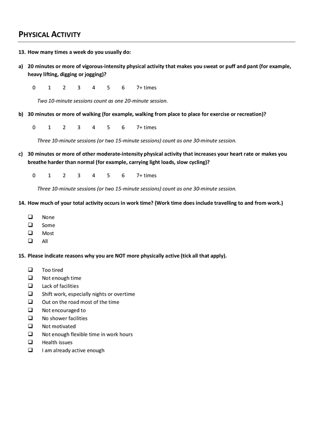 Health and wellbeing survey form in Word and Pdf formats - page 4 of 7