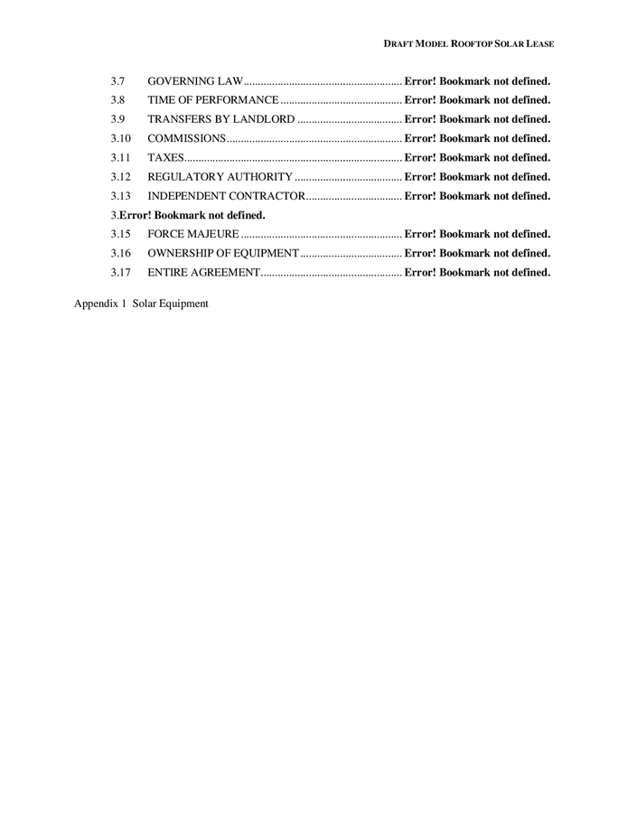 Solar energy facility rooftop lease agreement model in Word and Pdf ...