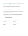 Sample accept or decline vaccine form in Word and Pdf formats