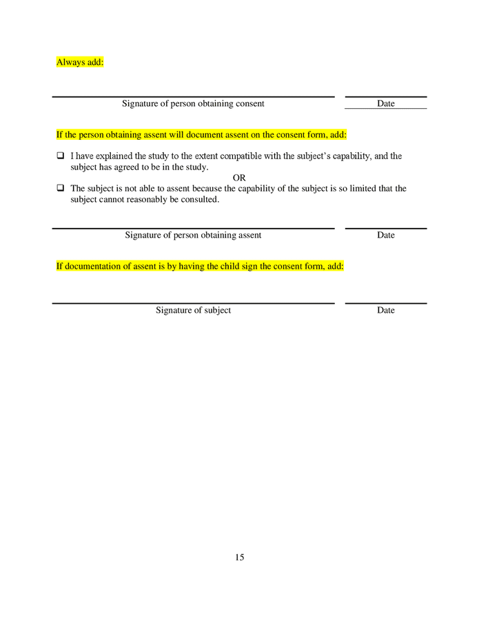 Research subject consent form in Word and Pdf formats - page 15 of 19