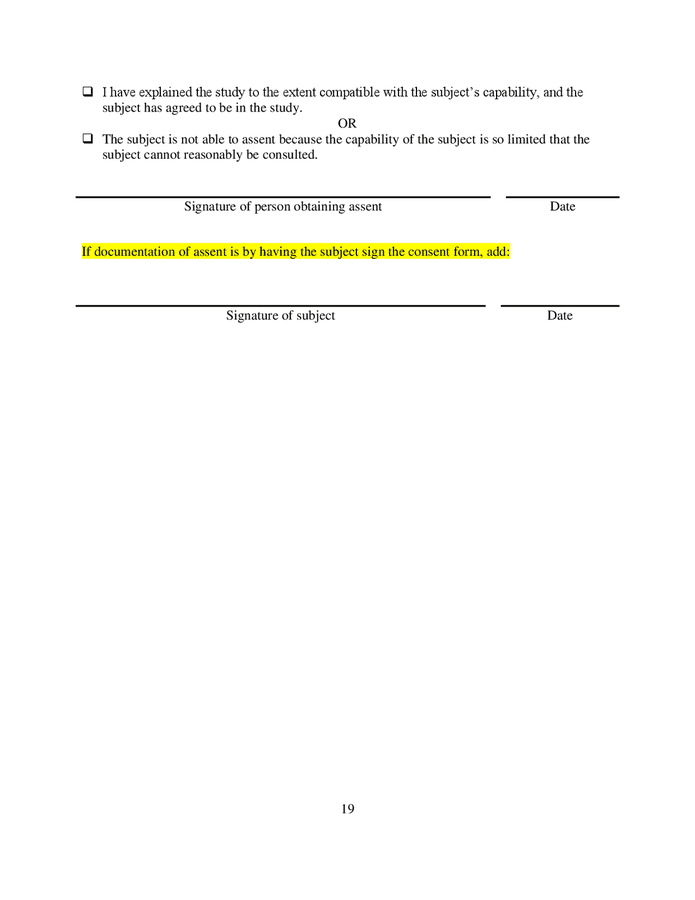 Research subject consent form in Word and Pdf formats - page 19 of 19