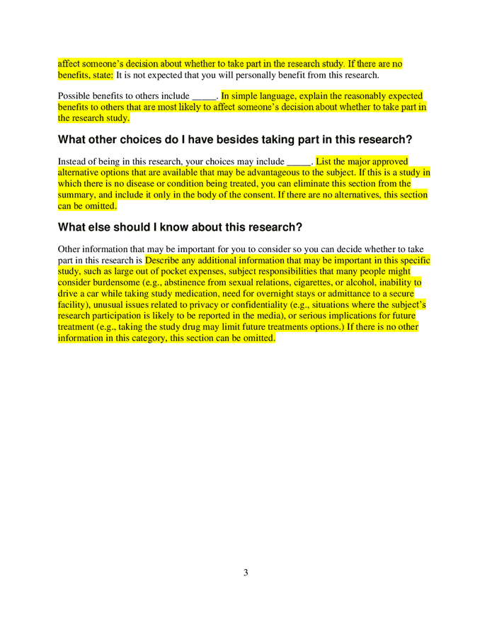 Research subject consent form in Word and Pdf formats - page 3 of 19