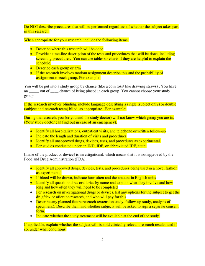 Research subject consent form in Word and Pdf formats - page 5 of 19