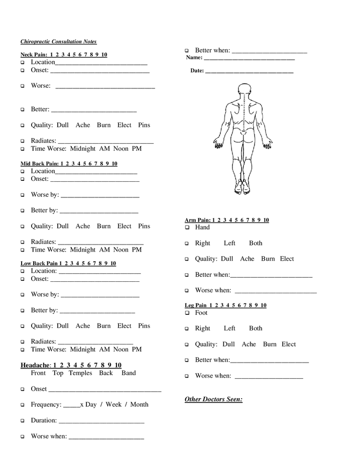 Chiropractic new patient form in Word and Pdf formats - page 4 of 5